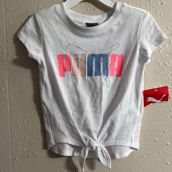 Puma | Shirts & Tops | Puma Kids White Tshirt With Pink And Blue Logo ...